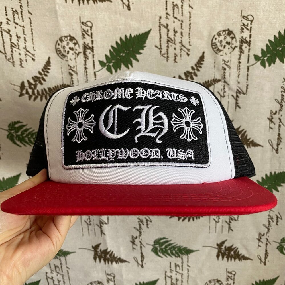 Chrome Hearts Red And Black Baseball Mesh Cap Unisex - Gem